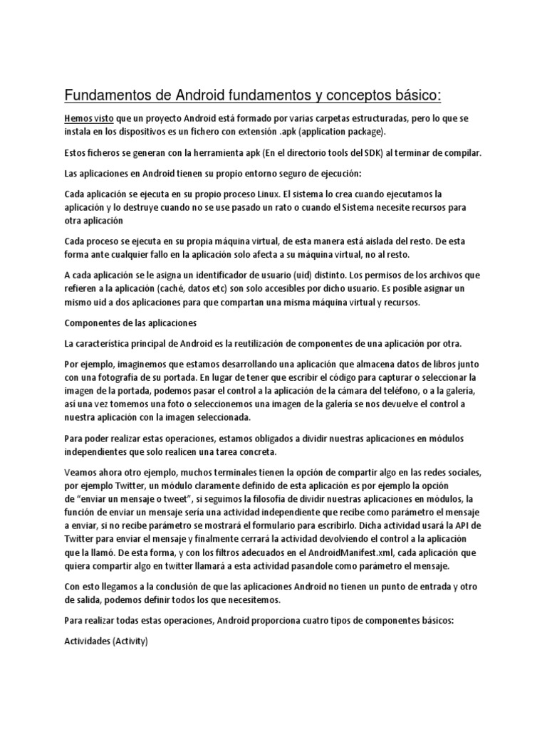 Fundamentos y Conceptos de Android | PDF | Archivo de computadora ...
