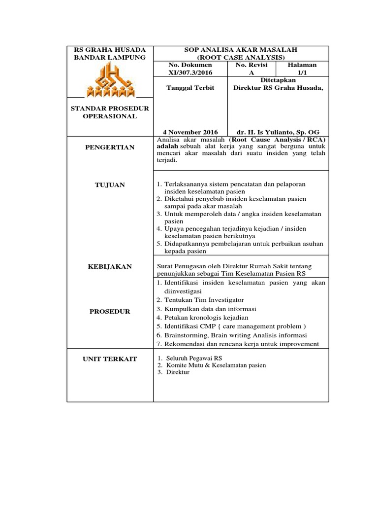 Sop Analisa Akar Masalah Rca | PDF