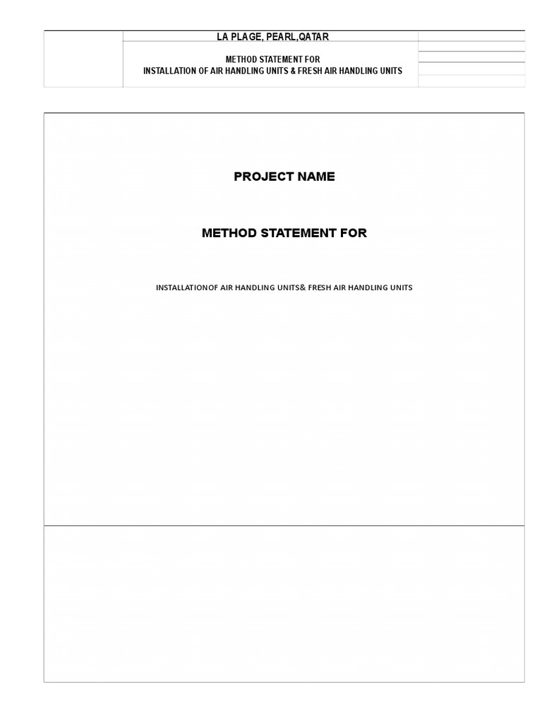 Method Statement For Installation of Ahu Fahu | PDF | Duct (Flow) | Quality Assurance