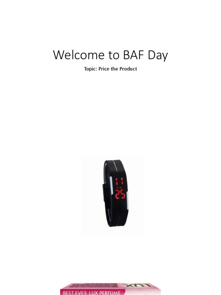 Welcome To BAF Day: Topic: Price The Product | PDF