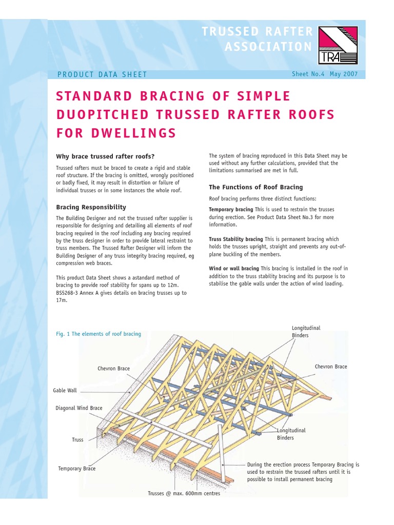 Standard Bracing For Simple Roofs PDS PDF | PDF | Truss | Roof