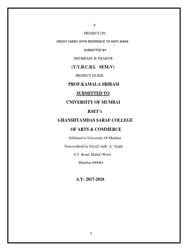 HDFC Project | PDF | Loyalty Program | Credit Card