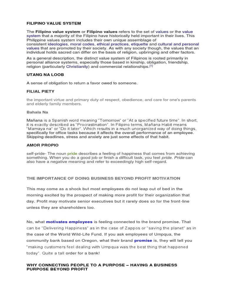 Filipino Value System | PDF | Value (Ethics) | Entrepreneurship