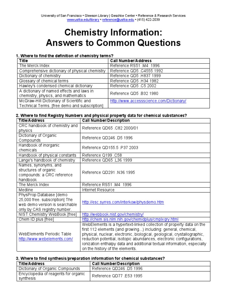 Chemistry Information: Answers To Common Questions | PDF | Spectroscopy ...