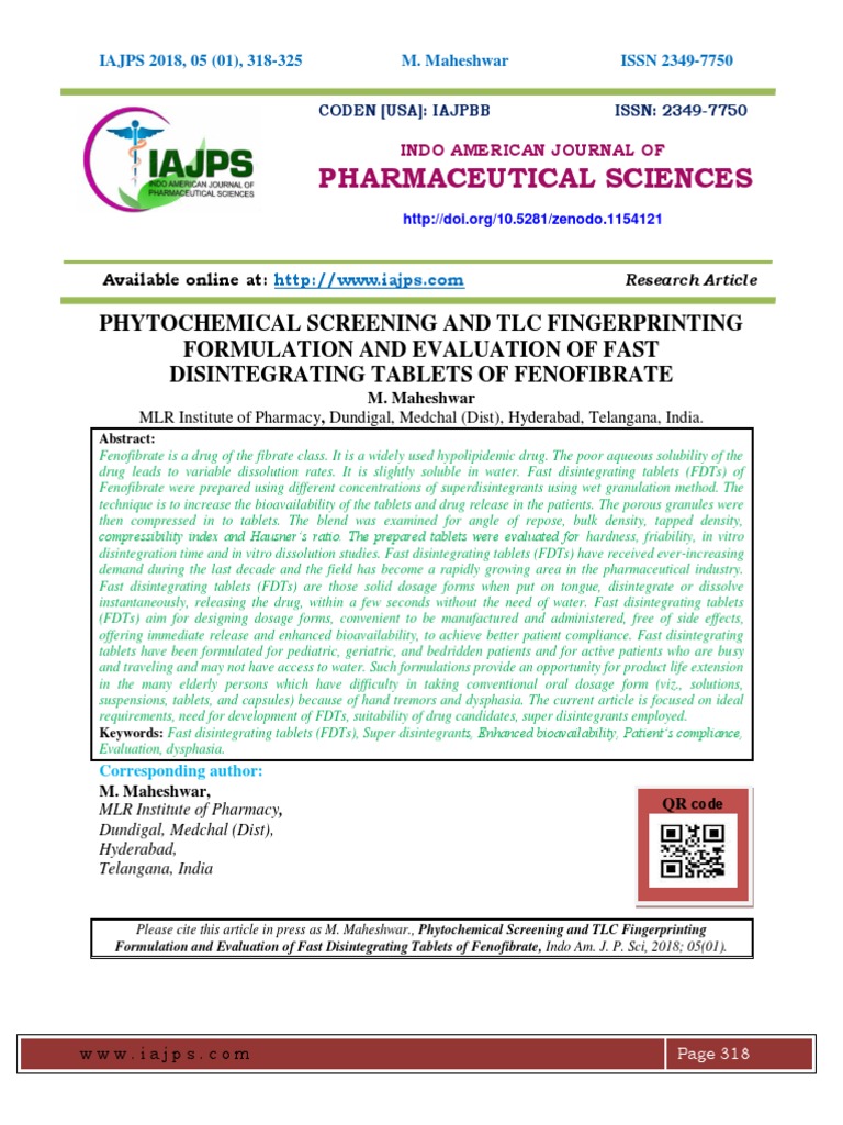 Phytochemical Screening and TLC Fingerprinting Formulation and ...