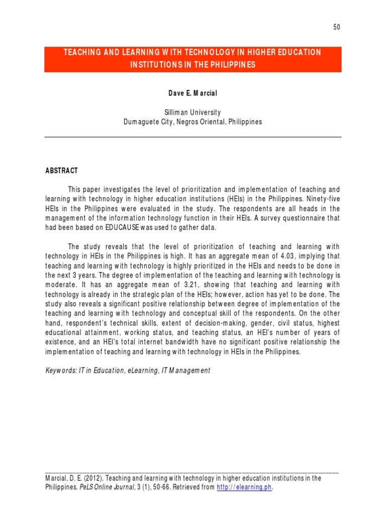 Teaching and Learning With Technology in | PDF | Educational Technology ...