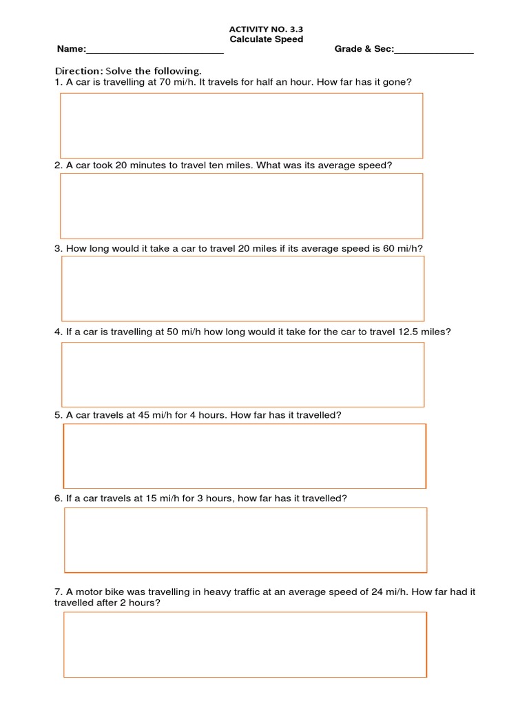 Speed Calculation Exercises | PDF