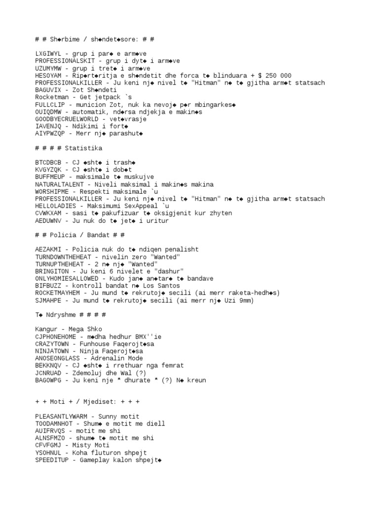 Kodet e GTA San Andreas | PDF