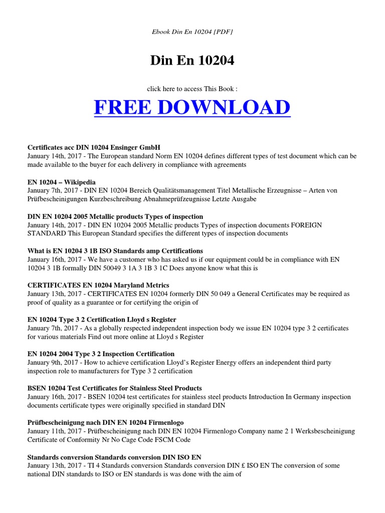 Din en 10204 | PDF | Pipe (Fluid Conveyance) | Steel