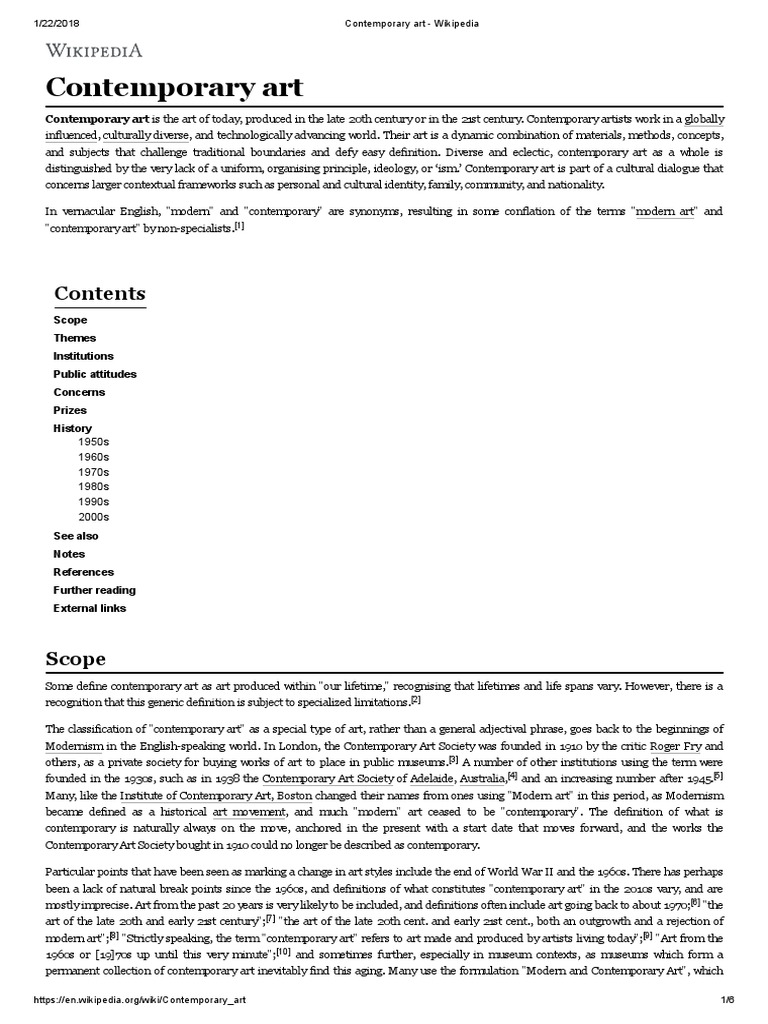 Contemporary Art - Wikipedia | PDF | Contemporary Art | Theories Of ...