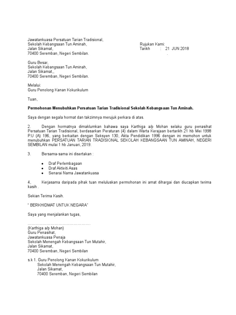 Surat Rasmi Persatuan | PDF