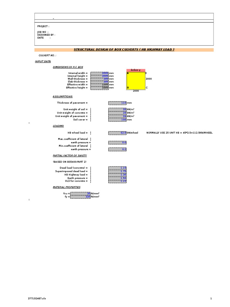 Single-box-culvert-structural-Design 2 X 3 M REVISIiiii | PDF ...