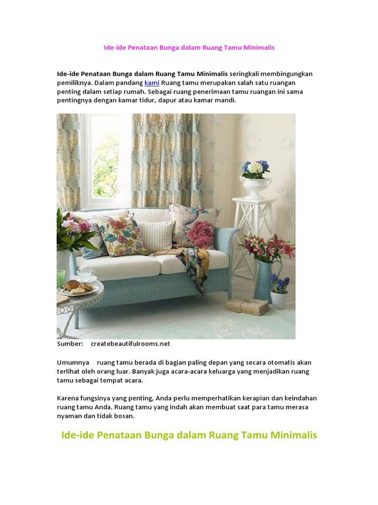 Ide-Ide Penataan Bunga Dalam Ruang Tamu Minimalis | PDF
