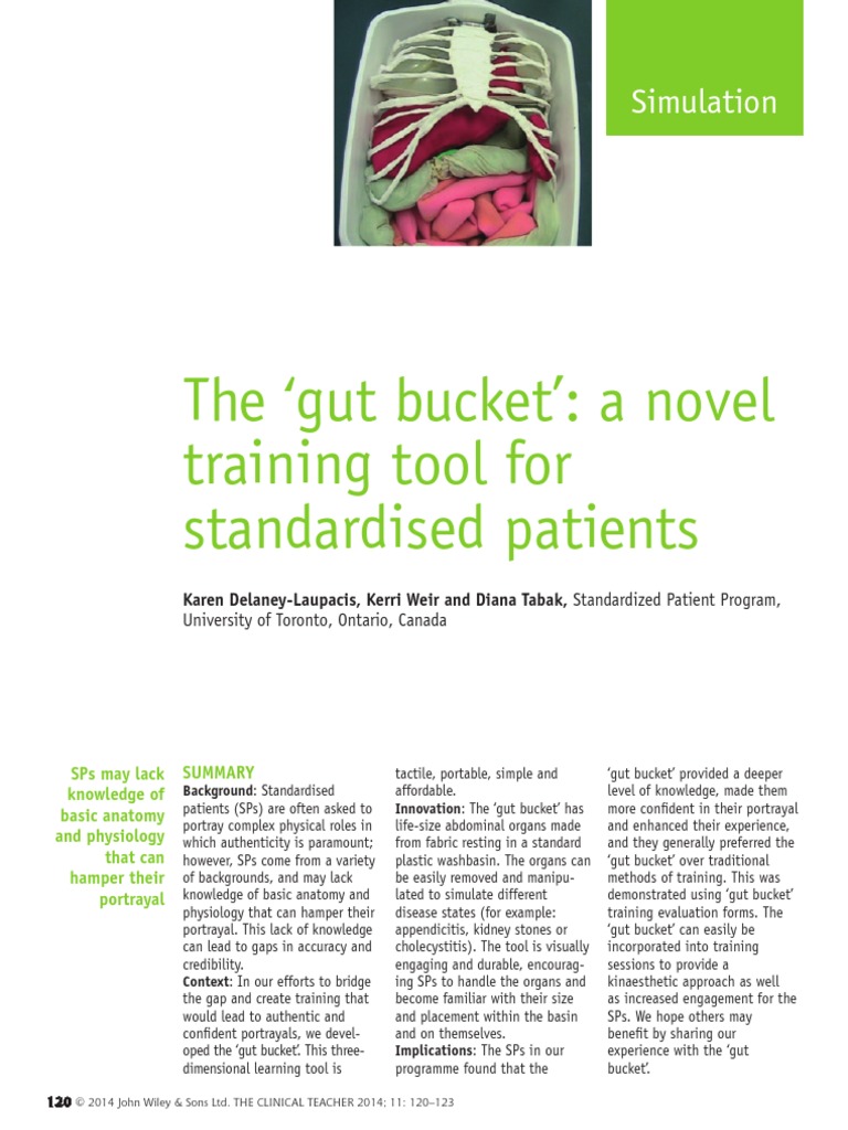 The Gut Bucket': A Novel Training Tool For Standardised Patients | PDF ...