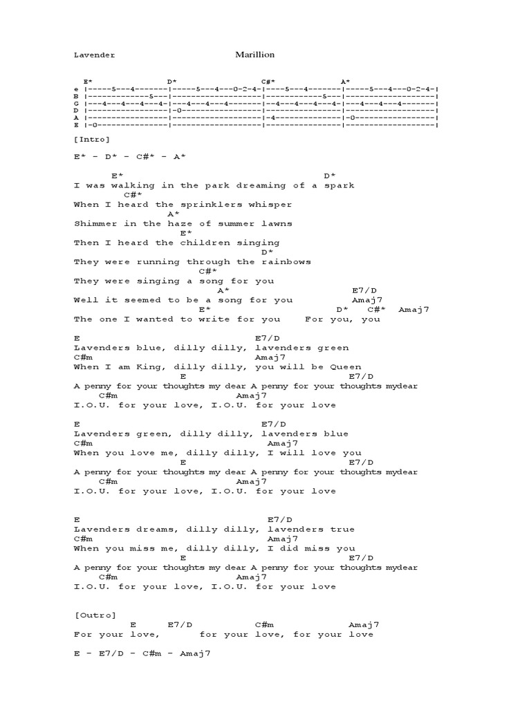 Lavender Marillion | PDF | Recorded Music | British Rock Songs