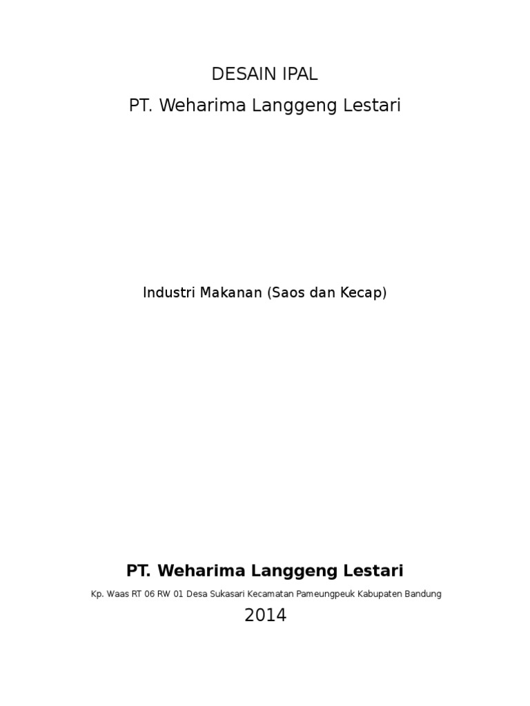 Desain Ipal PT Well | PDF