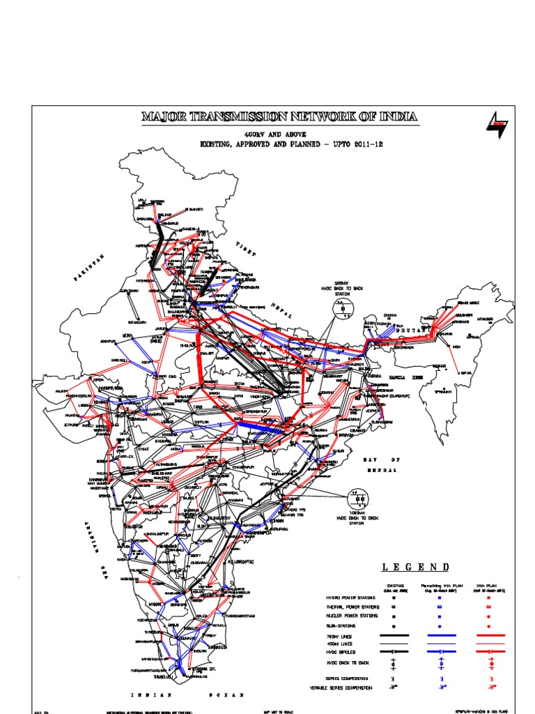 Powergrid - Major Transmission Map of India | PDF