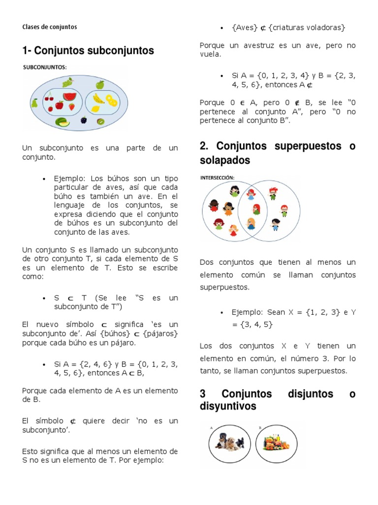 Clases de Conjuntos | Subconjunto | Conjunto (Matemáticas)