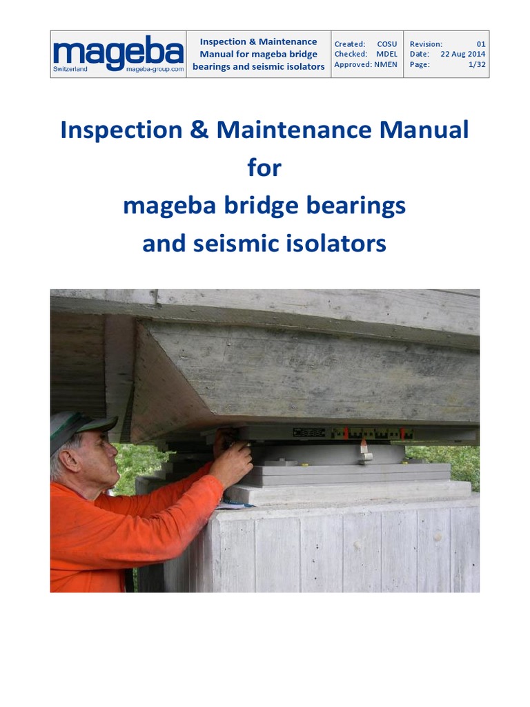 Mageba Bridge Bearings and Seismic Isolators - Inspection Maintenance | PDF | Bearing ...