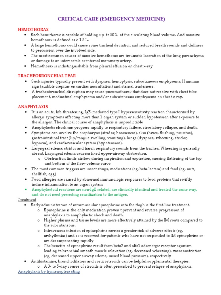 Critical Care (Emergency Medicine) : Hemothorax | Download Free PDF ...
