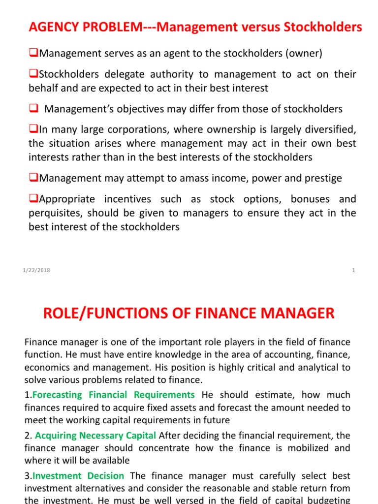 AGENCY PROBLEM - Management Versus Stockholders | PDF | Stocks | Bonds ...