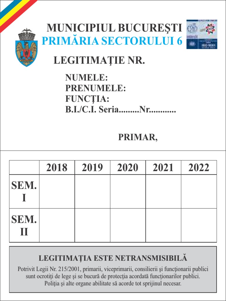 Legitimatie Primaria Sector 6 | PDF