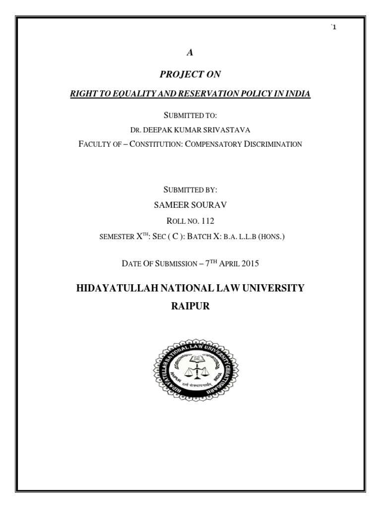 Compensatory Discrimination - IsSUE of RESERVATION | PDF | Public ...