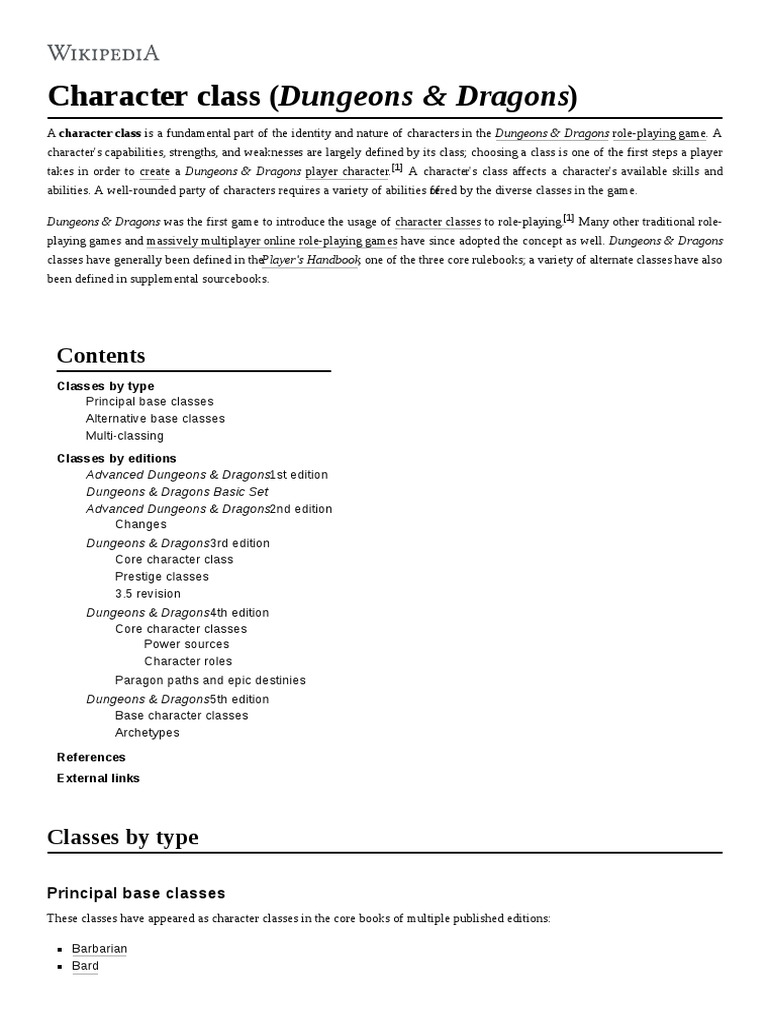 Character Class (Dungeons & Dragons) | PDF | Wizards Of The Coast | Fantasy