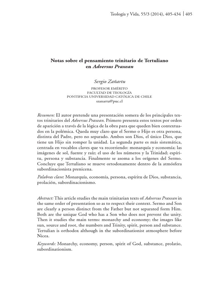 Notas Sobre El Pensamiento Trinitario de Tertuliano | PDF | espíritu ...