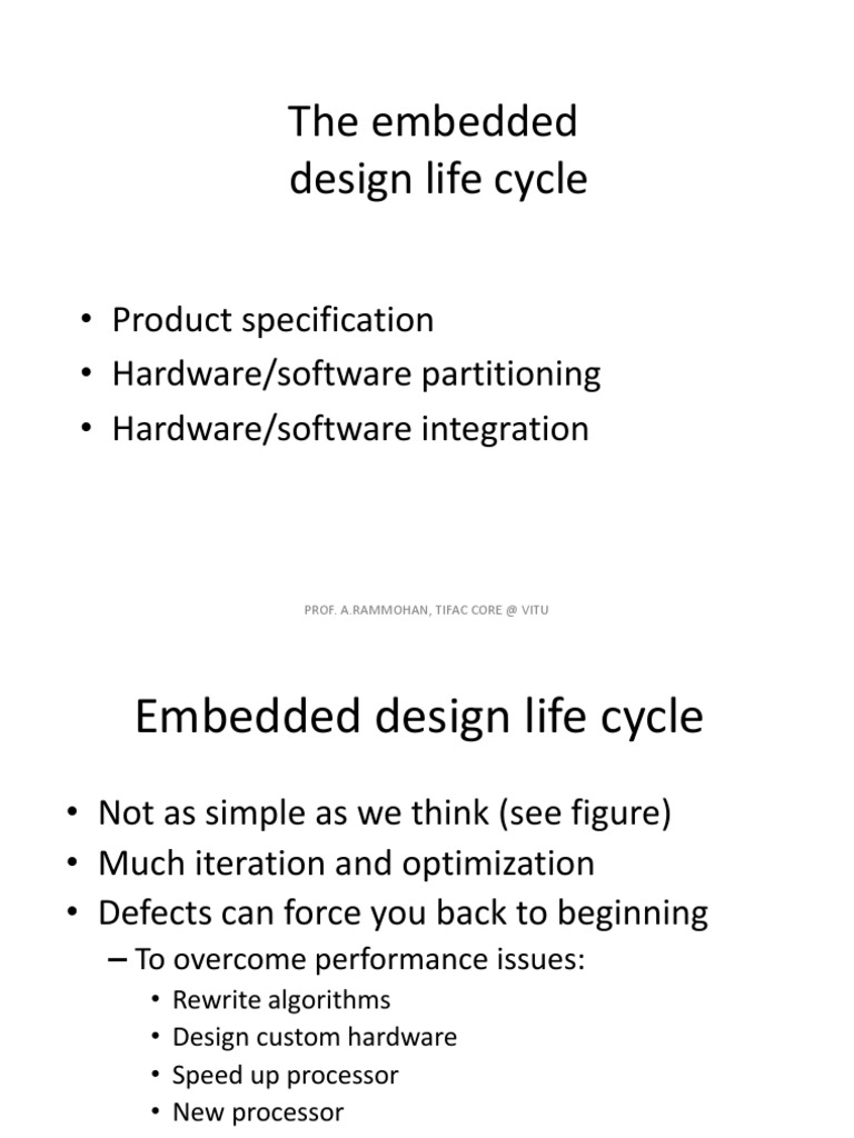 The Embedded Design Life Cycle: - Product Specification - Hardware ...
