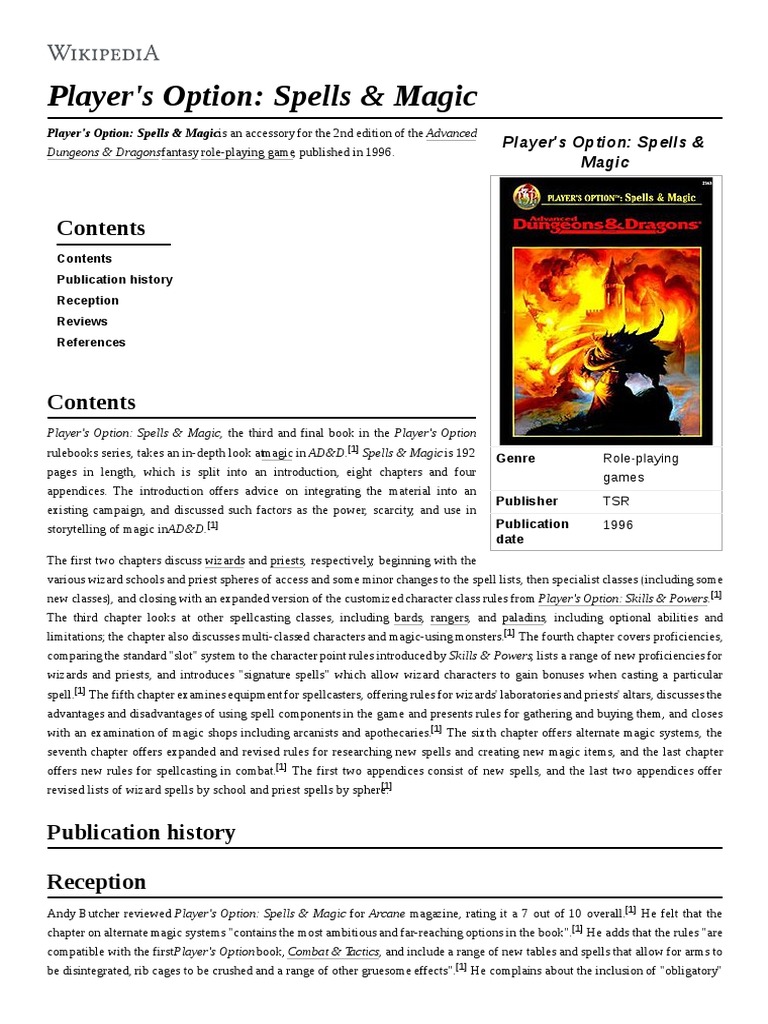Player's Option: Spells & Magic | PDF | Role Playing Games | Wizards Of ...