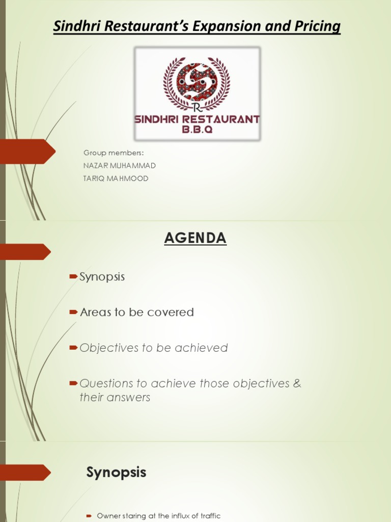 Sindhri Restaurant Expansion & Pricing Strategy | PDF