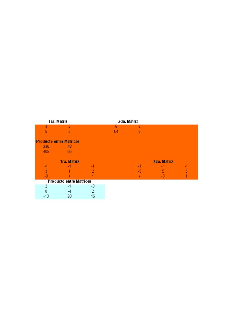 Matrices Excel | PDF | Matriz (Matemáticas) | Análisis funcional