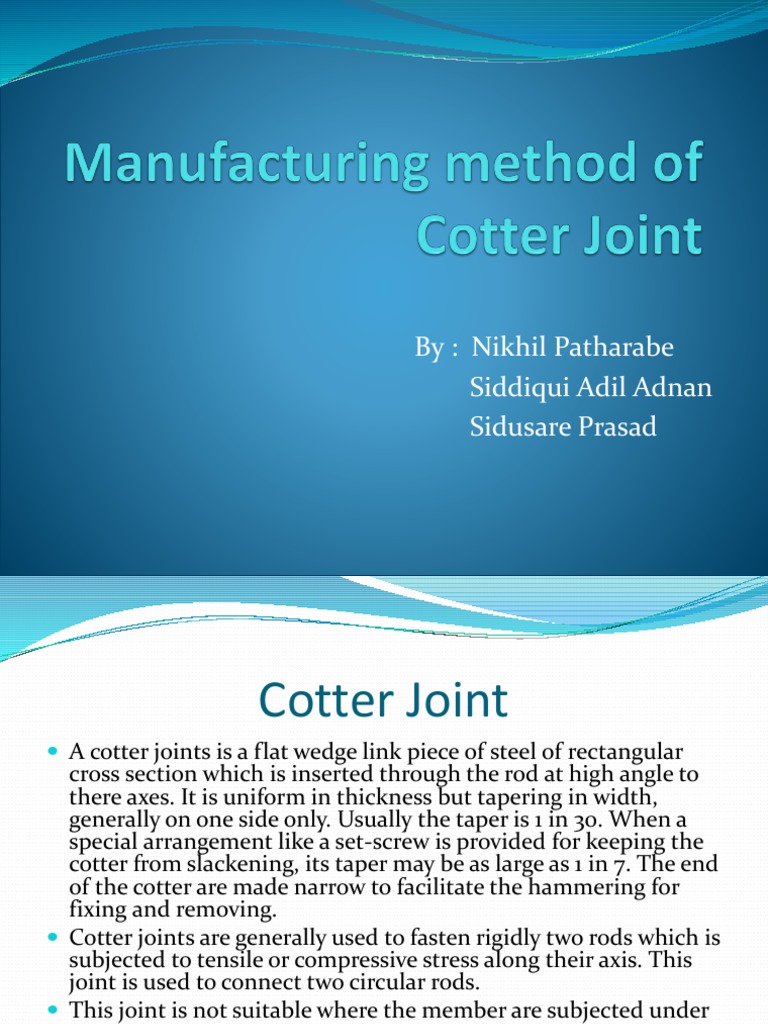 Manufacturing Method of Cotter Joint | PDF | Forging | Building Engineering