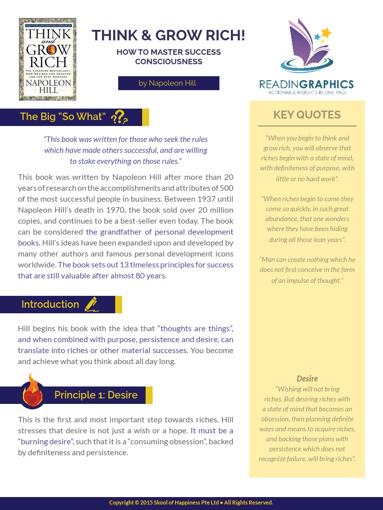 Think and Grow Rich Text Summary | PDF | Thought | Intuition