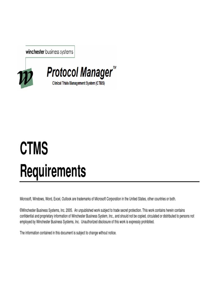 CTMS+Requirements+Checklist | Clinical Trial | Databases