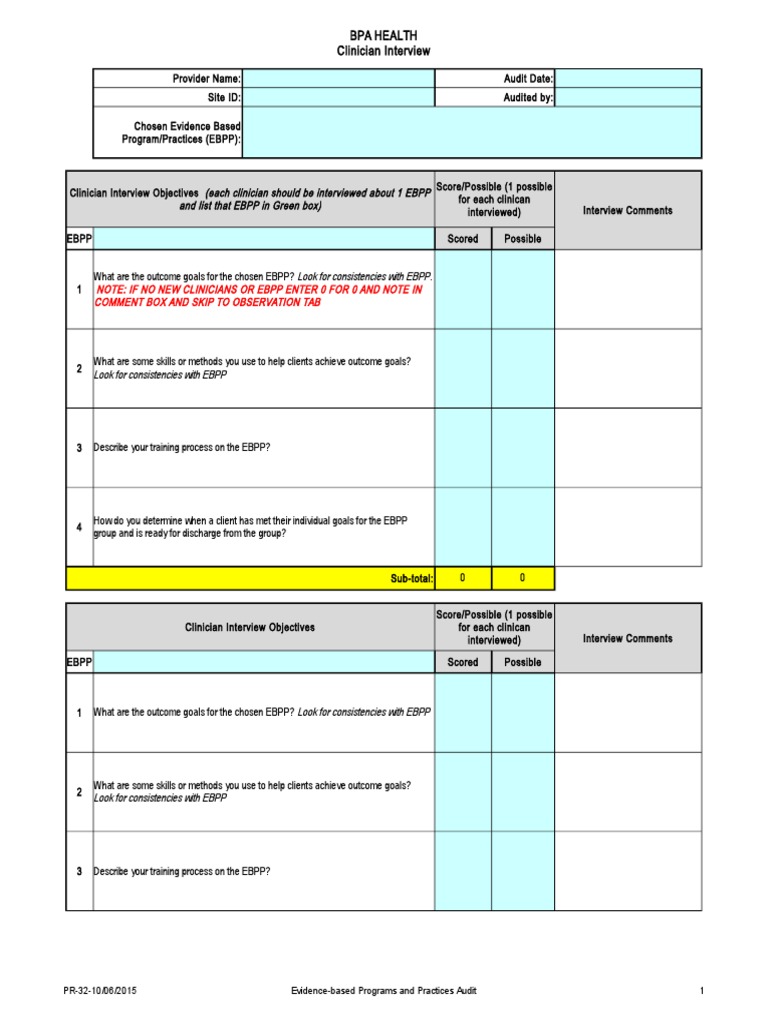 Ebpp Audit Tool - Revised | PDF | Evidence Based Practice | Evidence ...