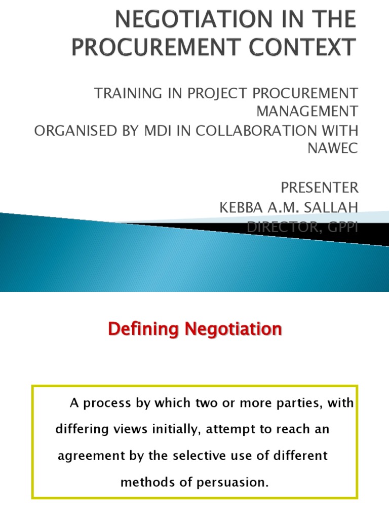 Negotiation in The Procurement Context | PDF | Negotiation | Procurement