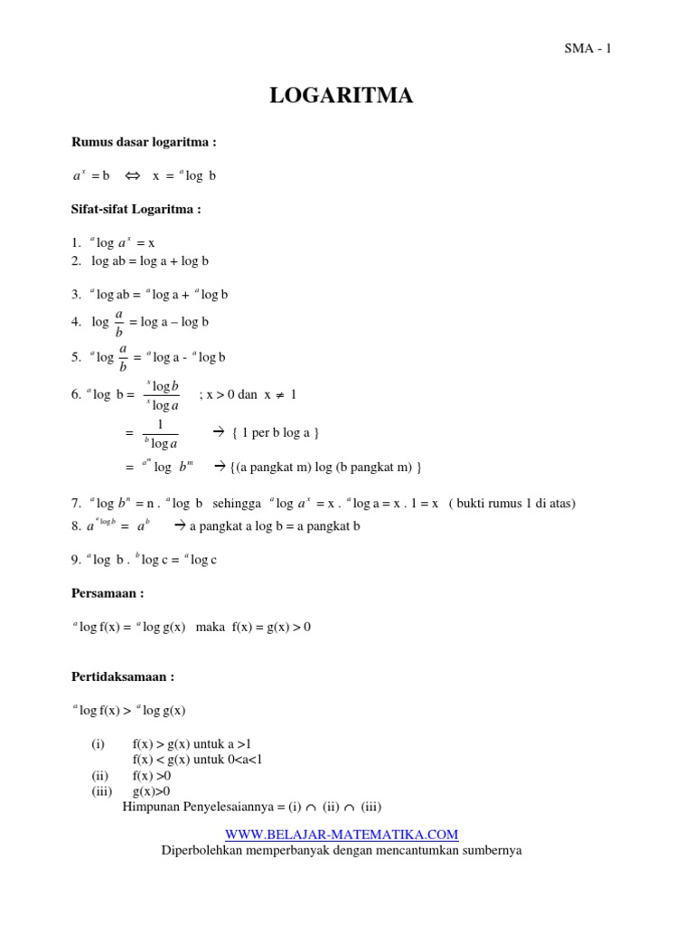 Rumus dan Sifat Logaritma | PDF