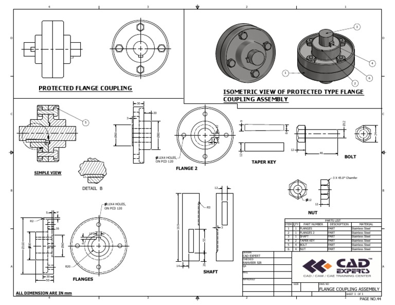 Protected Flange Coupling Assembly Drawing | PDF | Screw | Mechanical ...