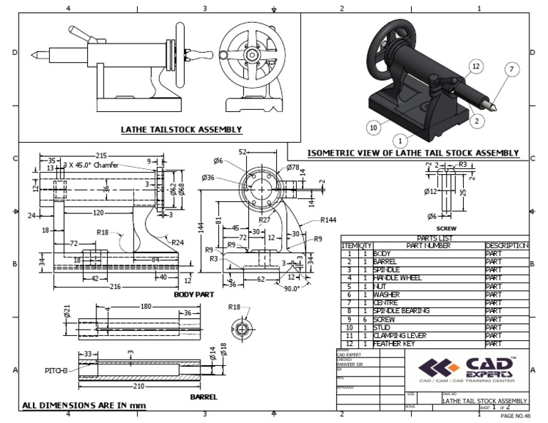 48_lathe Tail Stock Assembly Final | Woodworking | Manufactured Goods