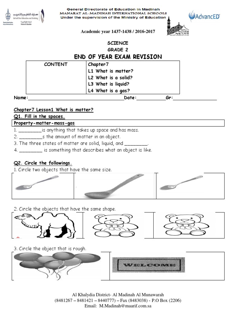 Science Gr2 Final Rev | PDF | Liquids | Volume