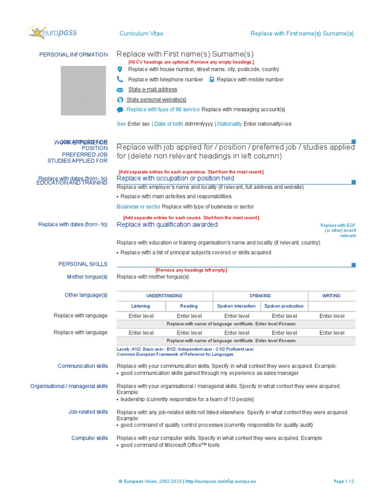 CVTemplate Internasional | PDF