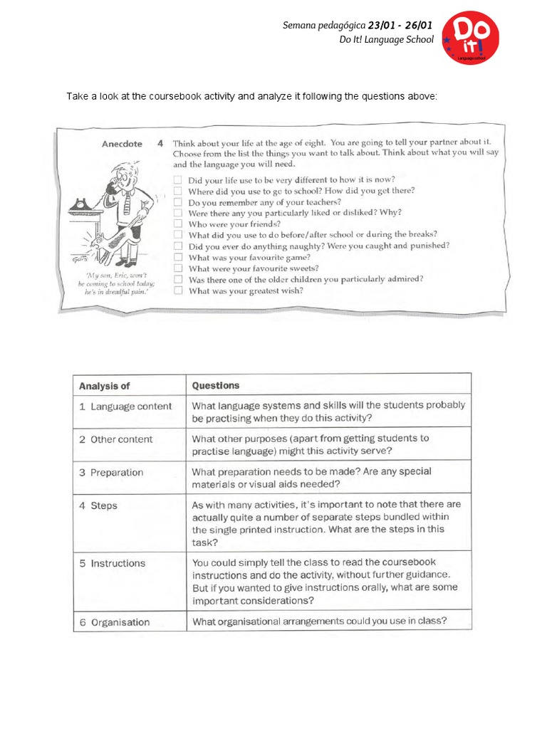 Classroom Activities - Teacher's Task | PDF