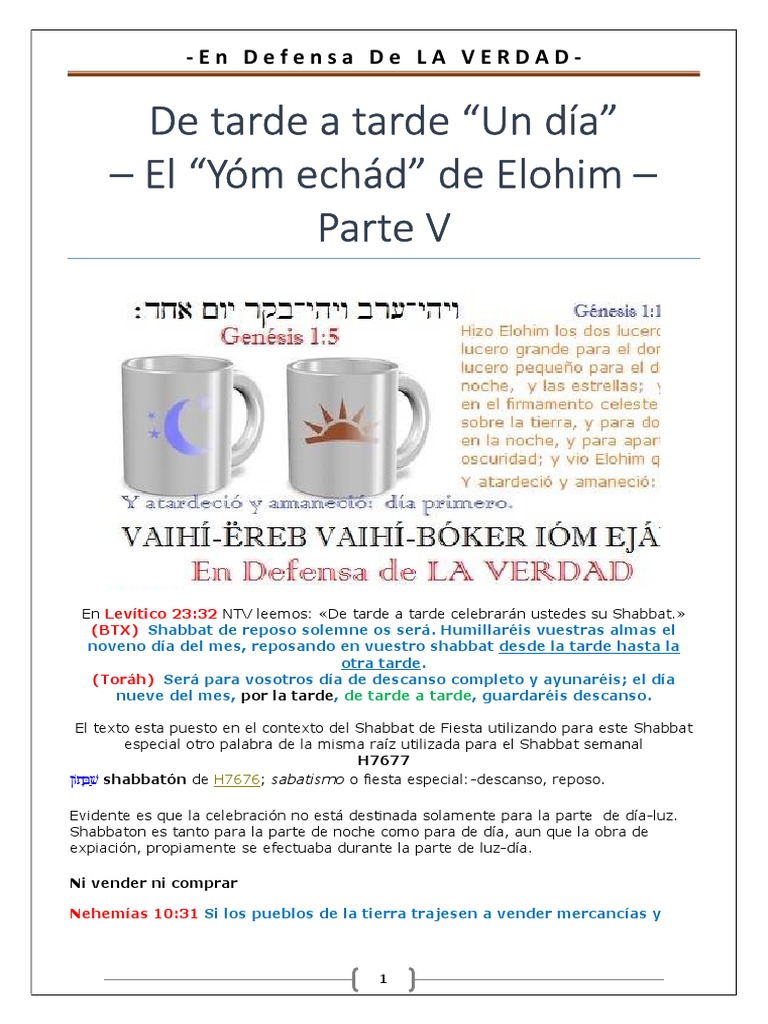 De Tarde A Tarde Un Día - Yom Echad Parte V | PDF | Shabat | Luna