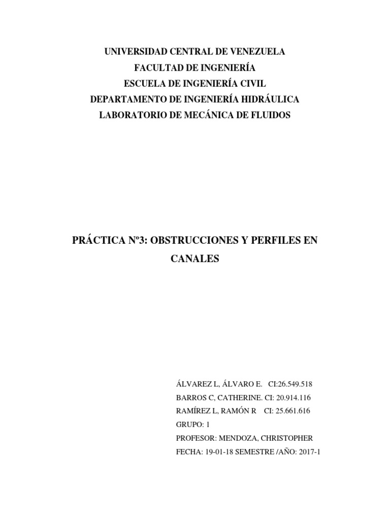 Perfiles y Flujos en Canales Rectangulares | PDF | Canal | Descarga ...
