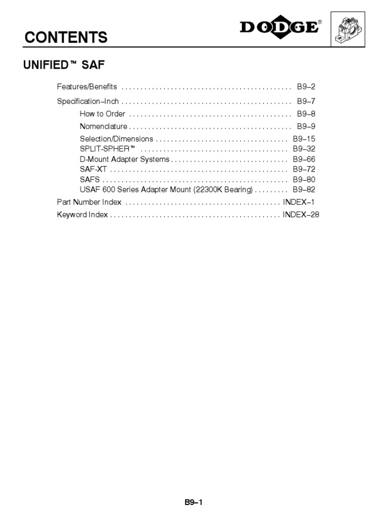 Dodge SAF Pillow Block Overview | PDF | Bearing (Mechanical ...