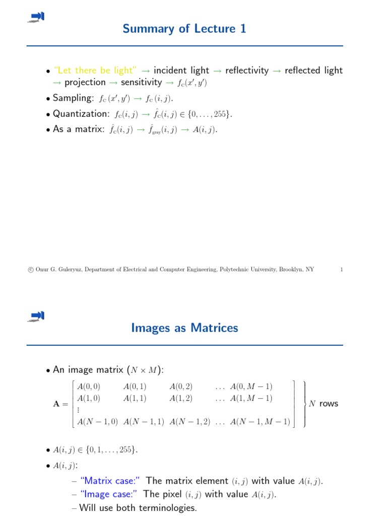Summary of Lecture 1: "Let There Be Light" | PDF | Discrete Fourier ...