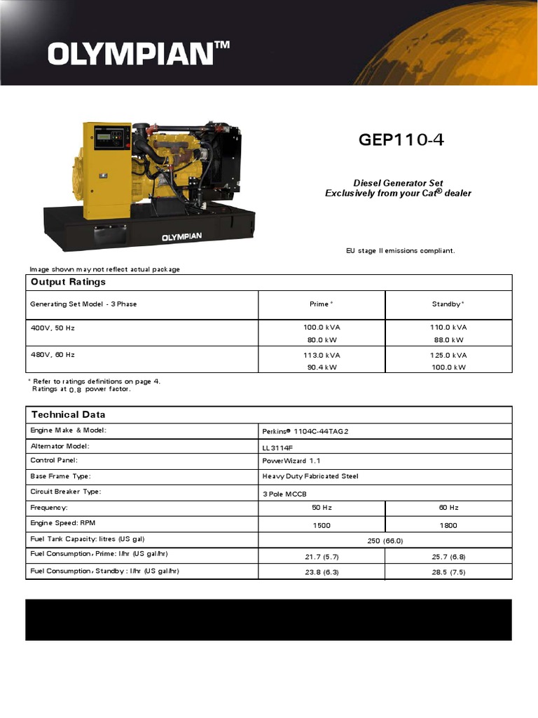 Datos Tecnicos Planta OLYMPIAN | PDF | Diesel Engine | Engines