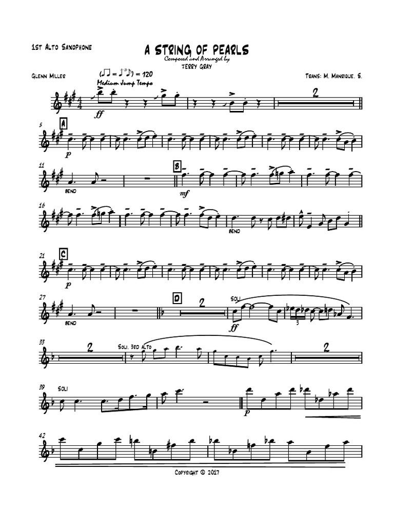 A Strings of Pearls (Partes) PDF | PDF | Saxophone | Woodwind Instruments